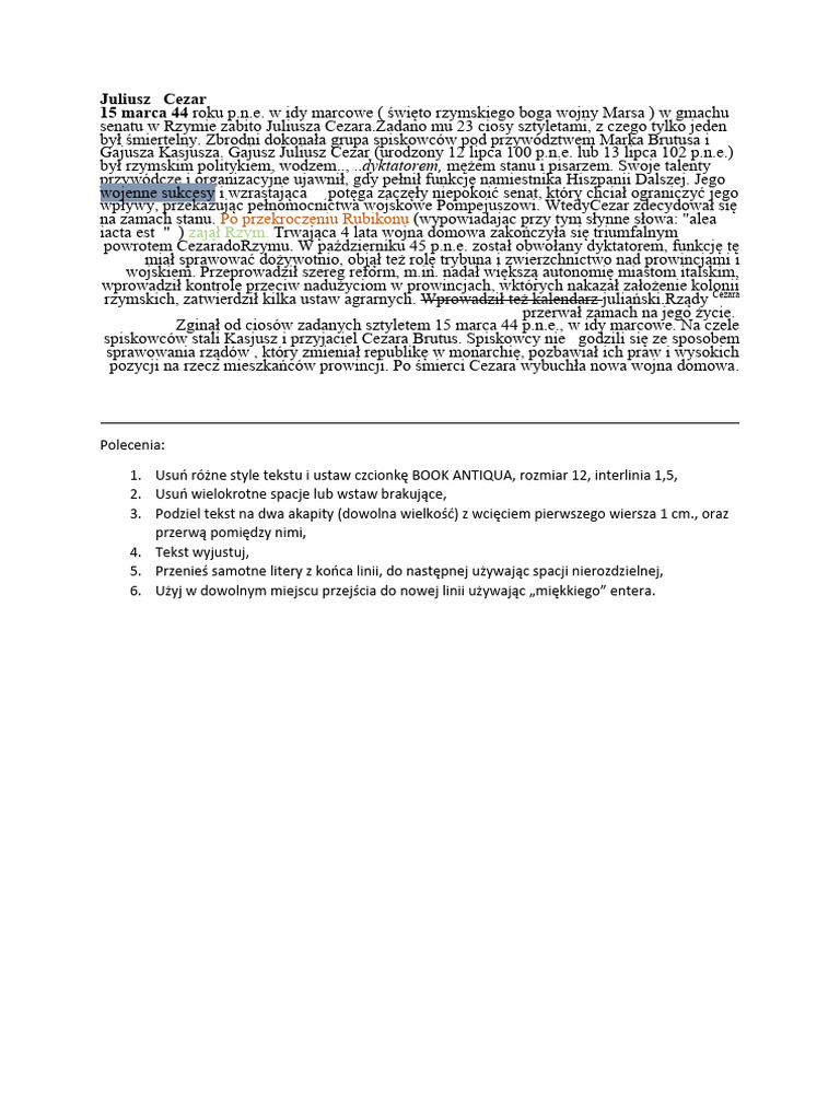 Juliusz Cezar Cwiczenia Edycji 1 | PDF