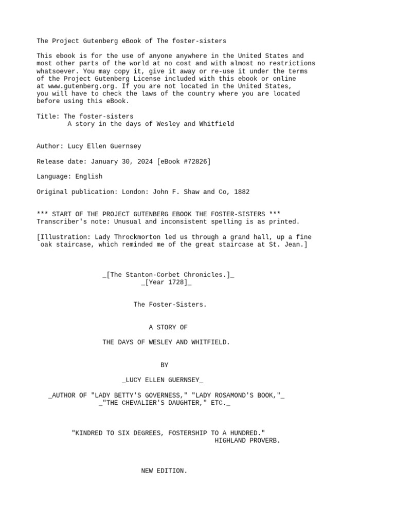 The Foster-Sisters A Story in The Days of Wesley and Whitfield | PDF | Nun