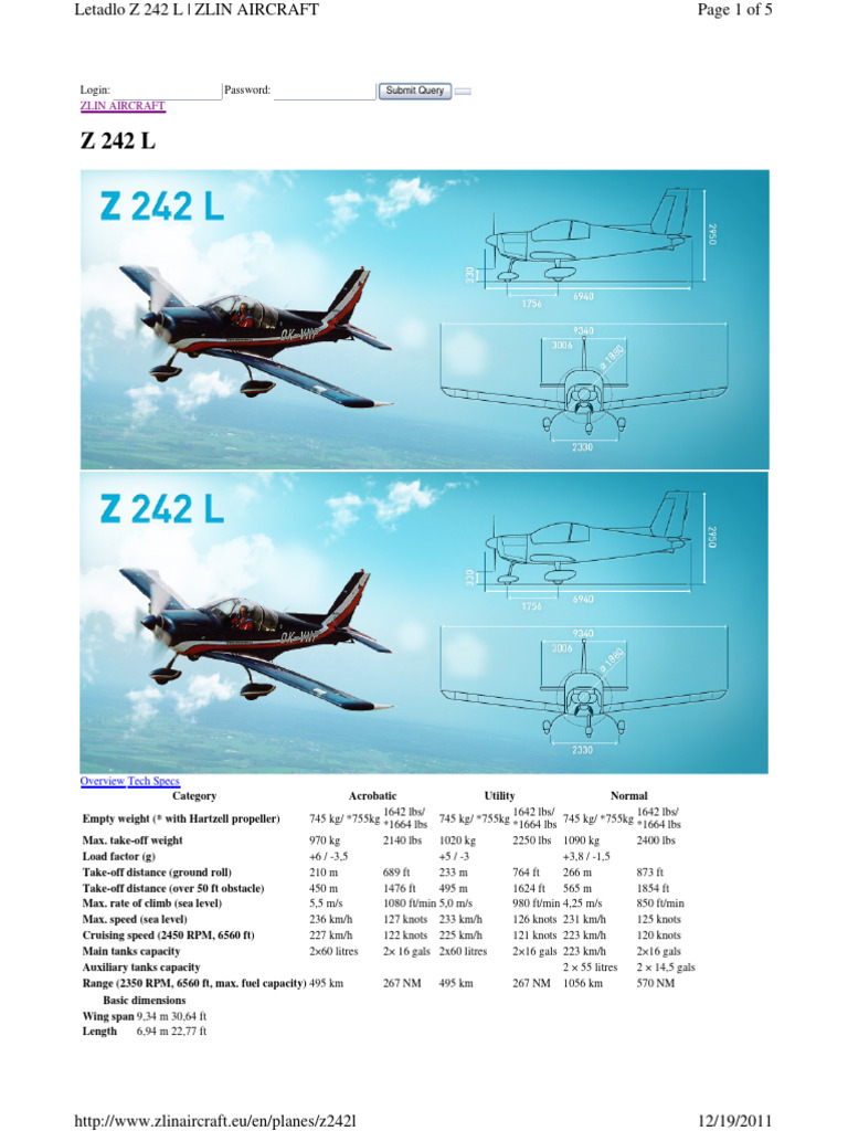 Z 242 L - Specs | PDF | Aircraft | Takeoff