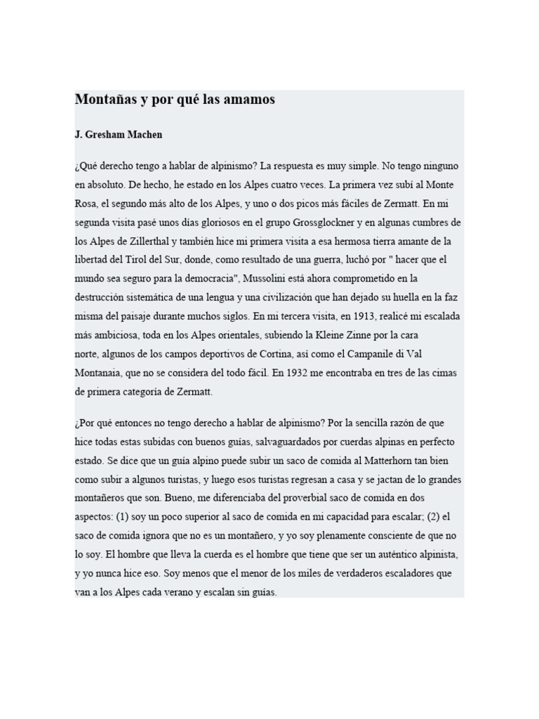 J. G. MACHEN - Montañas y Por Qué Las Amamos | PDF | Montañas | Alpinismo