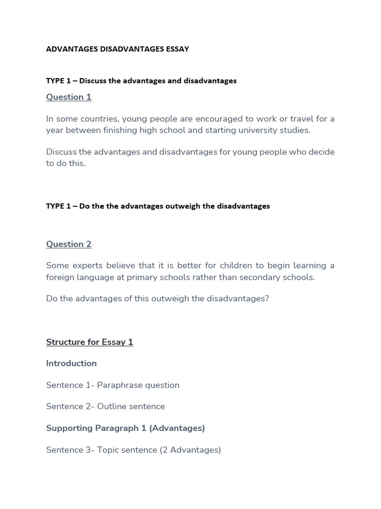 Advantages Disadvantages Essay | PDF | Multilingualism | First Language