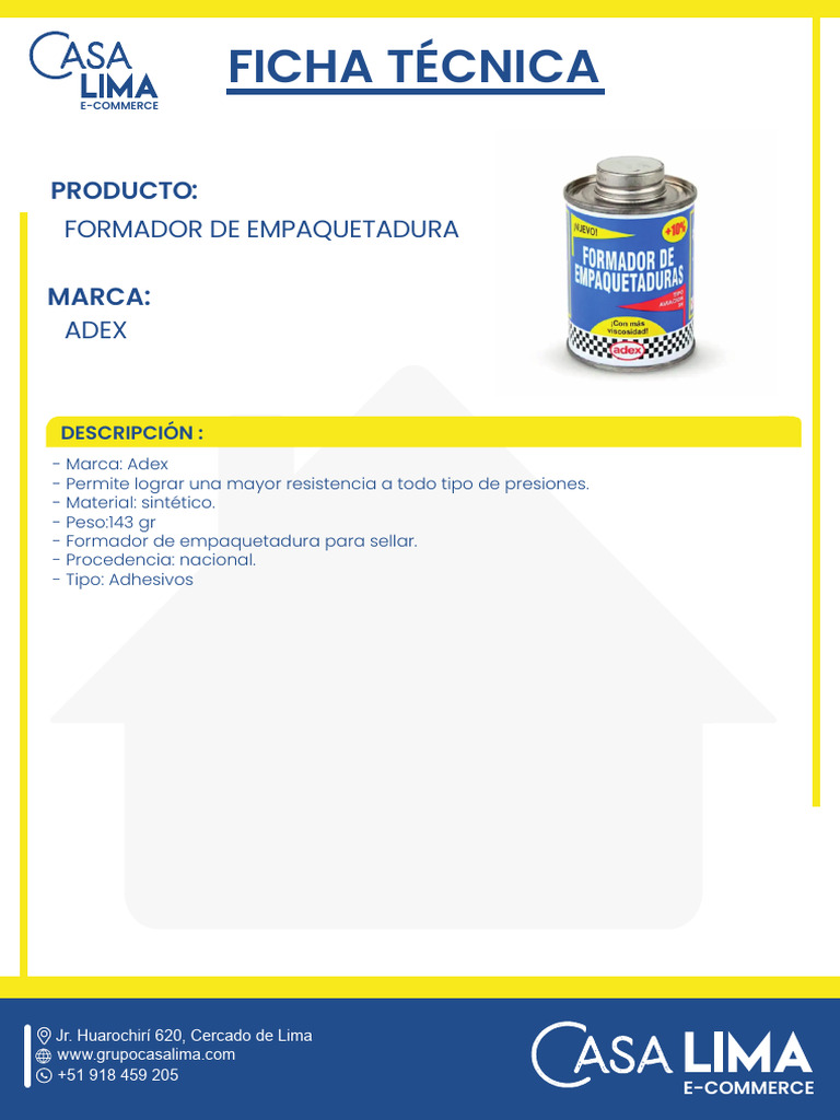 Ficha Tecnica de Formador de Empaquetadura Grupo Casa Lima | PDF