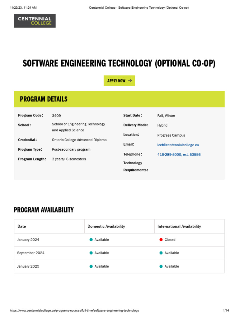 Software Engineering Technology Program | PDF