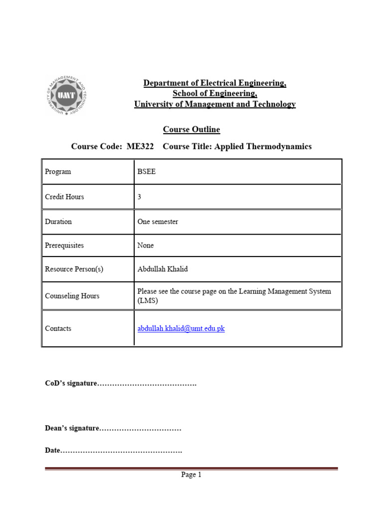 ME322 CourseOutline OBE | PDF