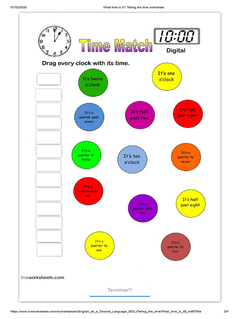 What Time Is It - Telling The Time Worksheet | PDF