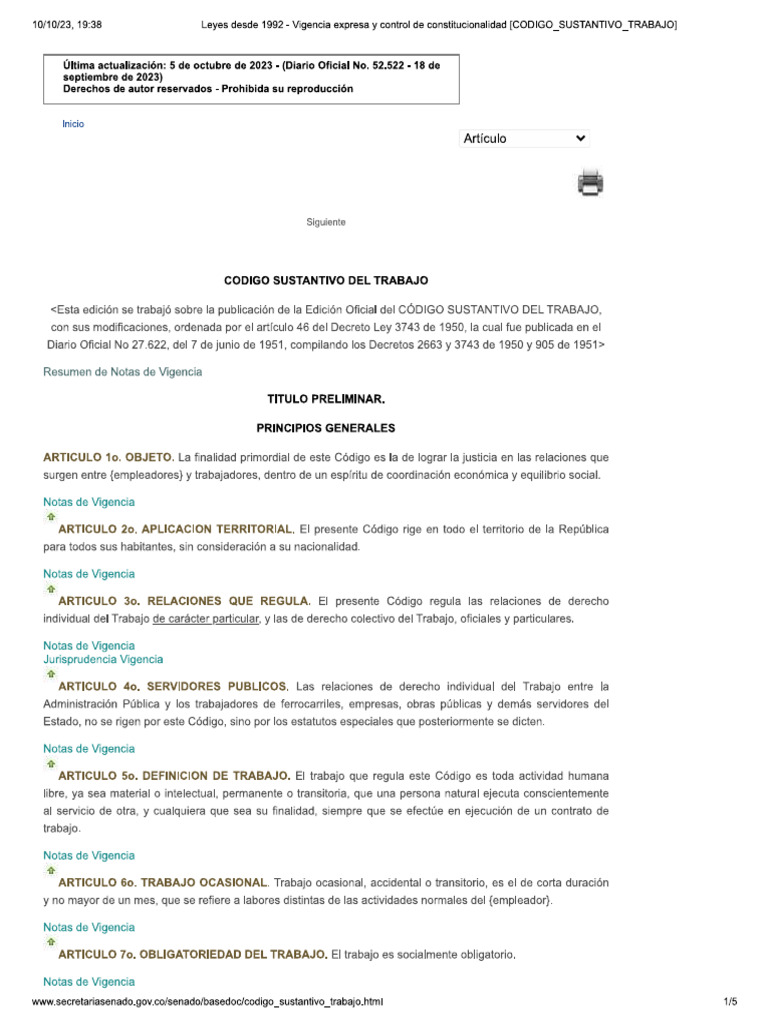 Codigo Sustantivo Del Trabajo 2023 | PDF Codigo Sustantivo Del Trabajo 2023 | PDF