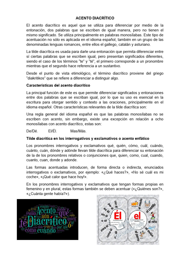 Acento Diacrítico en Español | PDF | Lengua española | Sílaba