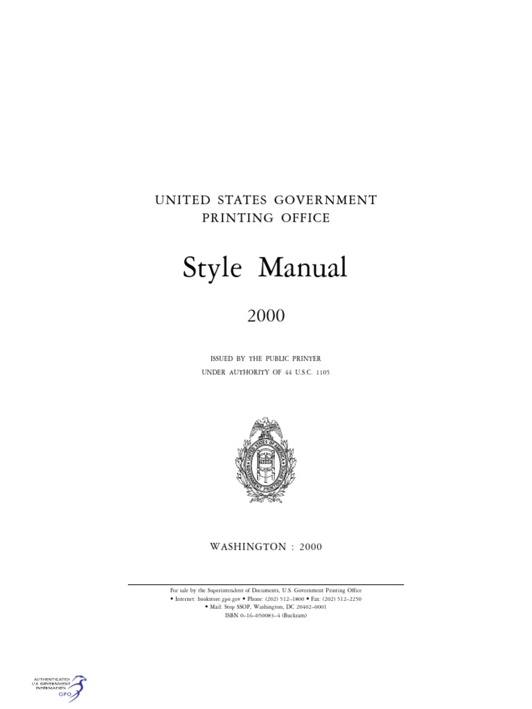 GPO Style Manual Overview 2000 | PDF | United States Government ...