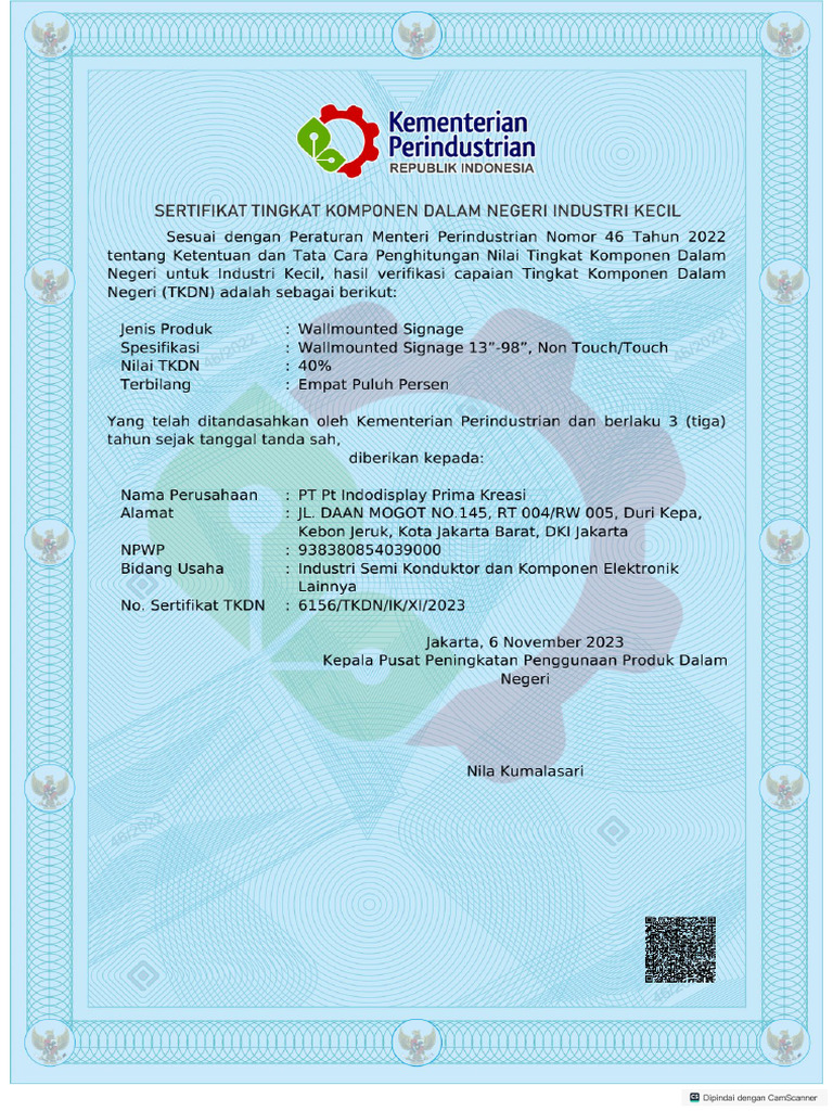 Sertifikat TKDN Ik | PDF