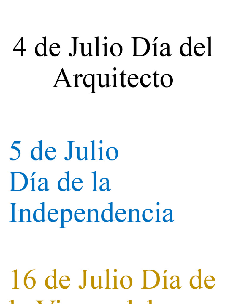 Calendario de Festividades de Julio | PDF | Viajes y turismo | Historia