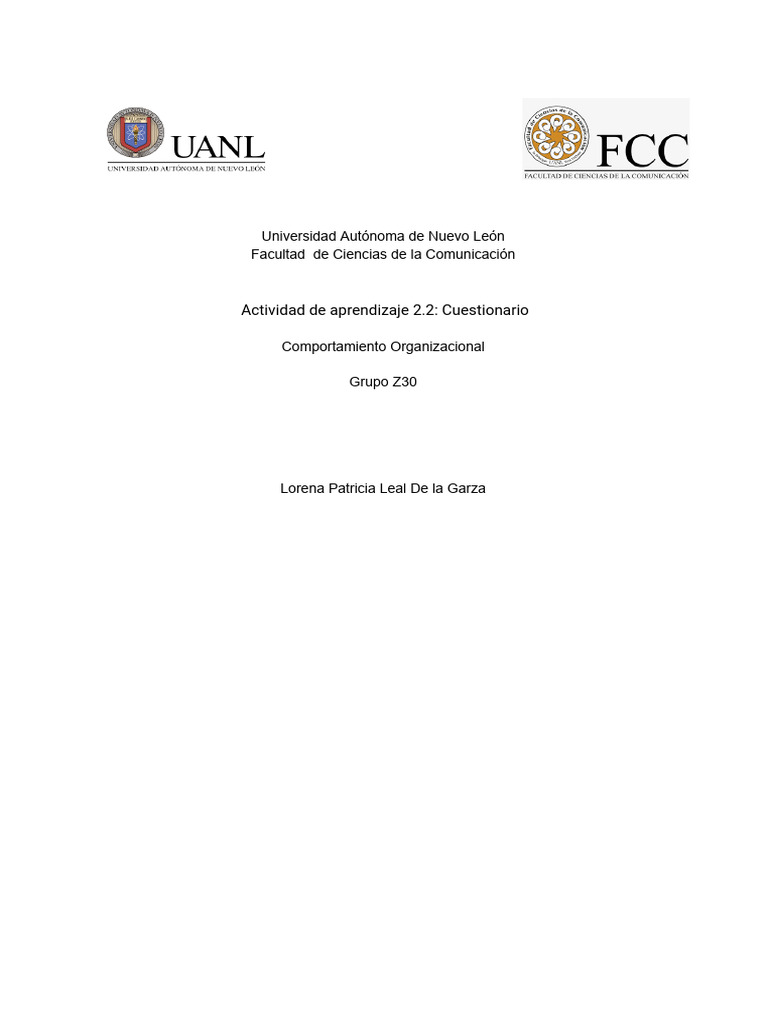 Lorena - Leal-Actividad de Aprendizaje 2.2 - Cuestionario | PDF | Motivacional | Motivación