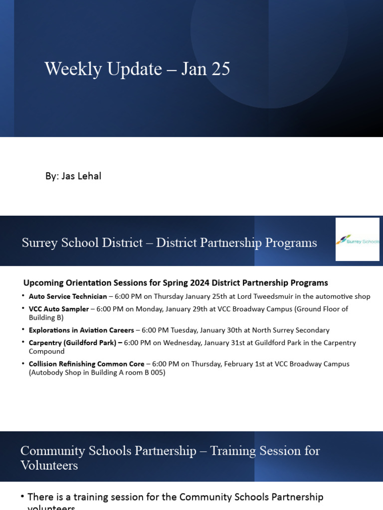Weekly Update - Jan 25: By: Jas Lehal | PDF