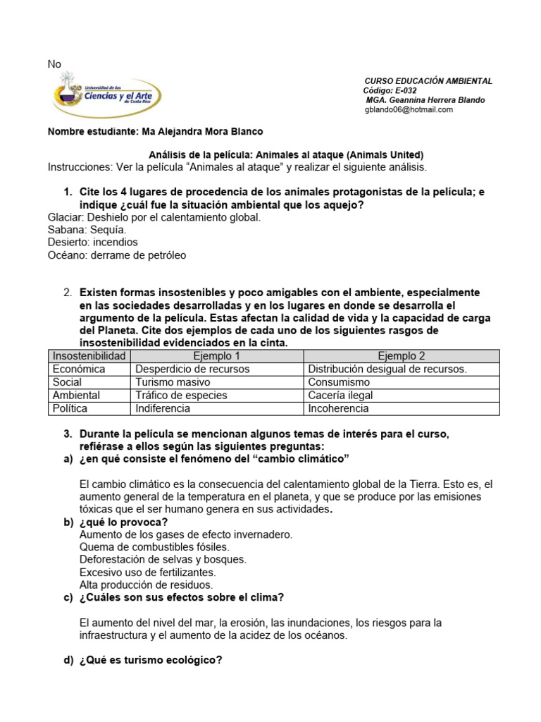 Guía Película Animales Al Ataque | PDF | Entorno natural | Turismo