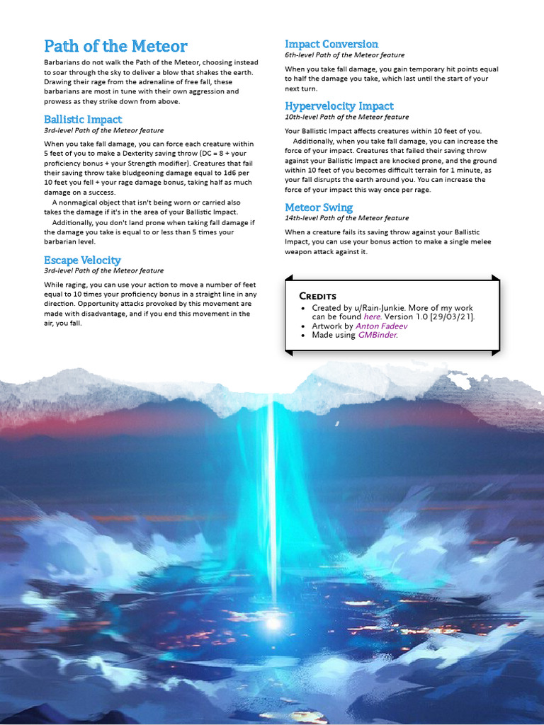 Path of The Meteor - Primal Path v1 | PDF | Meteoroid