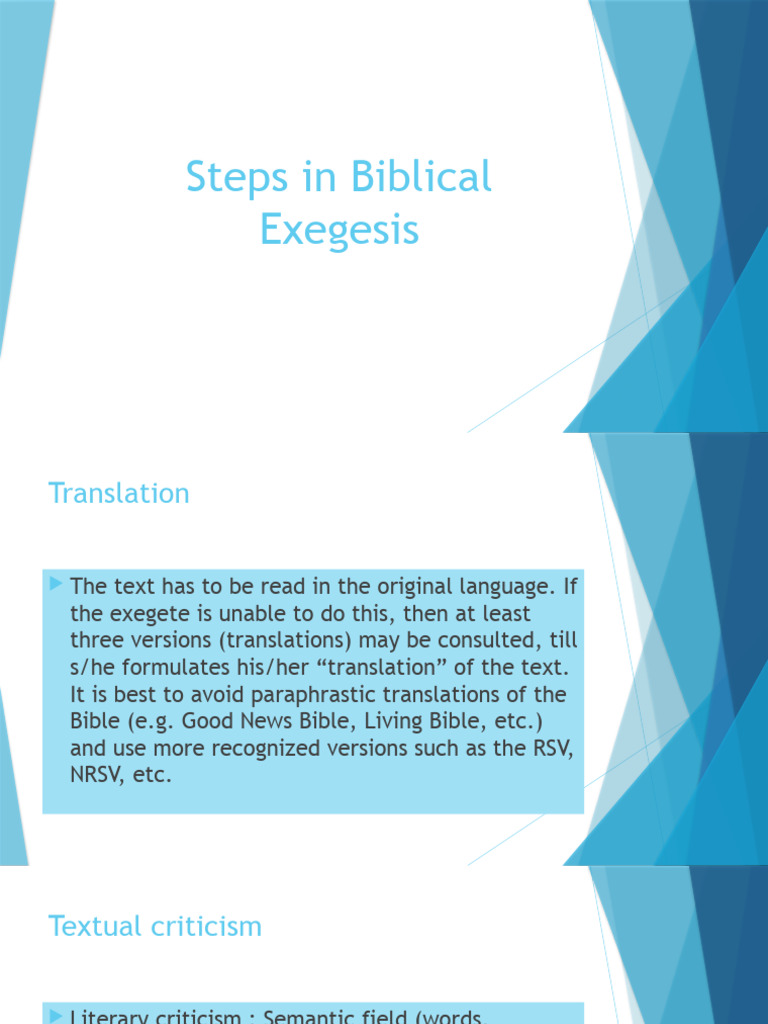 Steps in Exegesis | PDF | Exegesis | Bible