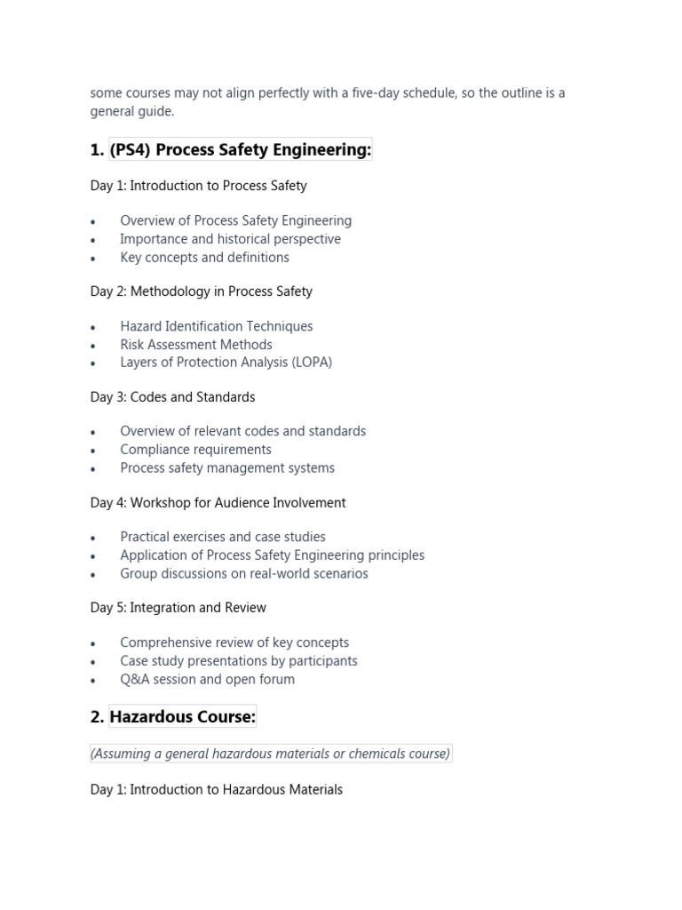 HSE Courses General Outlines | PDF | Risk Management | Risk