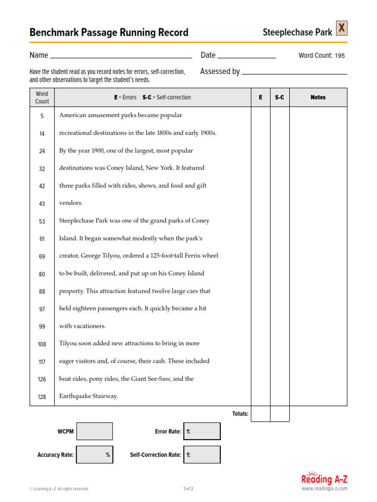Steeplechase Park LVL X Running Record | PDF | Amusement Park