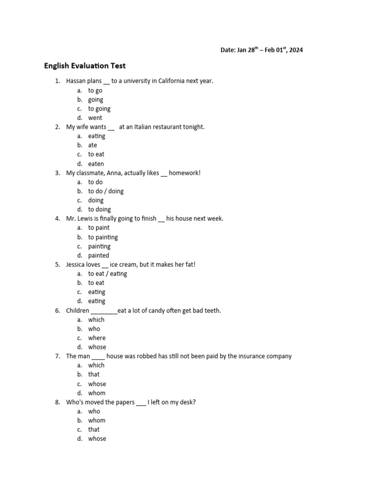Eval 1 | PDF | Homework
