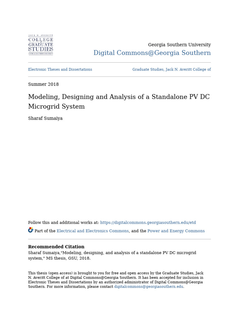 Modeling Designing and Analysis of A Standalone PV DC Microgrid | PDF