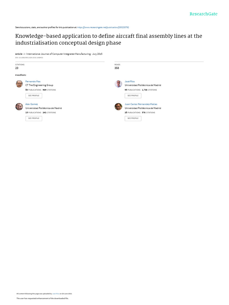 Knowledge Based Application To Define Aircraft Final Assembly Lines At The Industrialisation