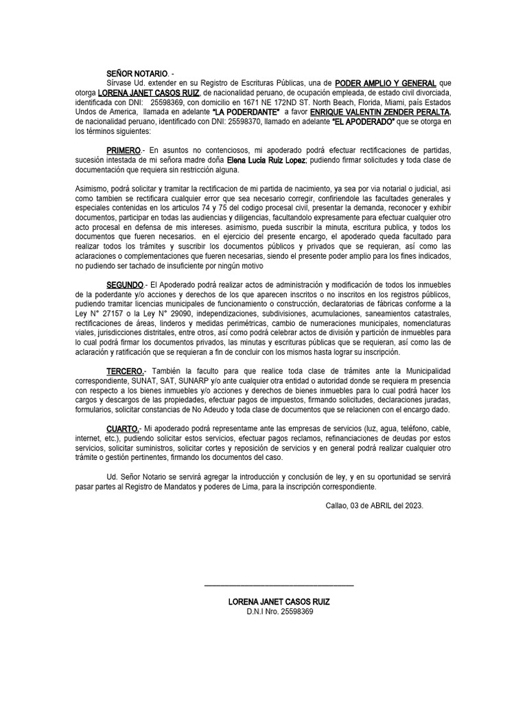 Minuta Poder Lorena Casos | PDF