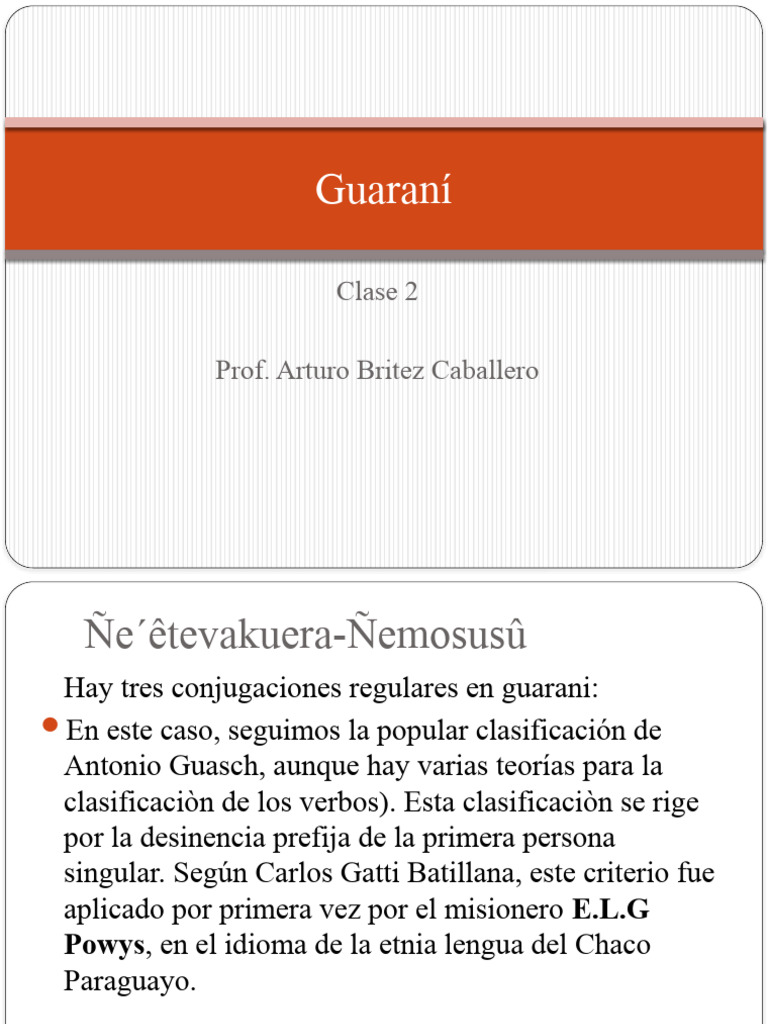 Conjugación de Verbos en Guaraní | PDF | Verbo | Conjugación gramatical