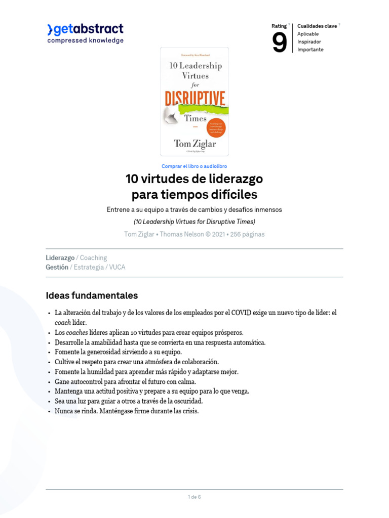 10 Virtudes de Liderazgo para Tiempos Dificiles Ziglar Es 46238 1 ...