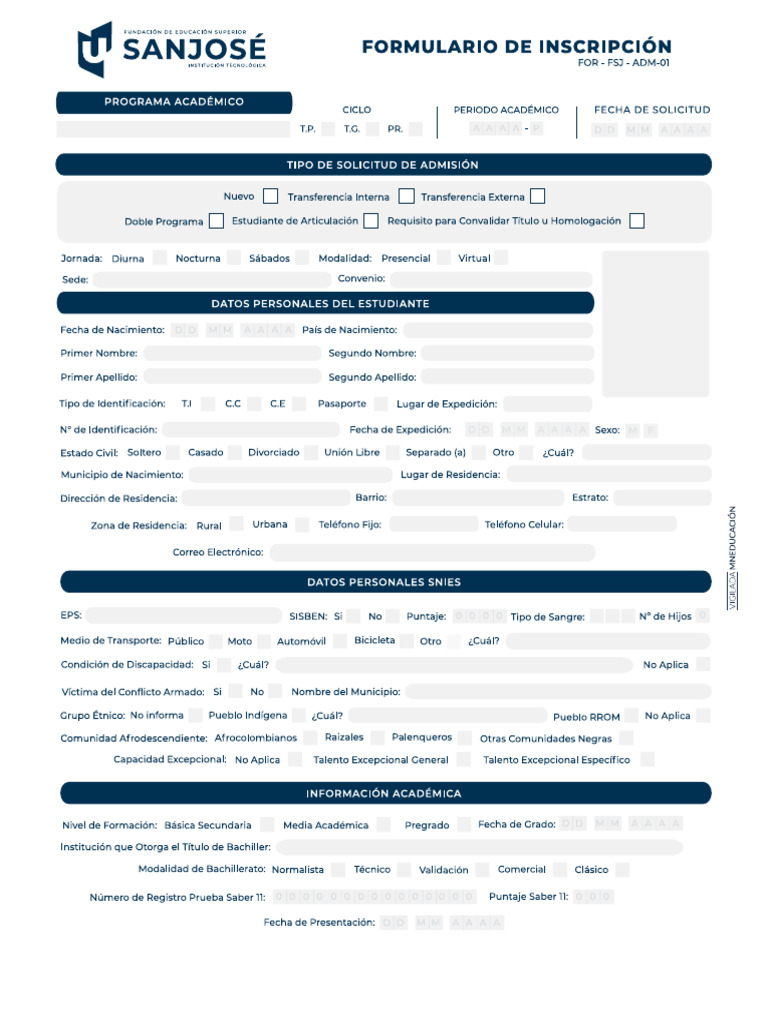 Formato - Formulario de Inscripcion. 1 2 2 3 | PDF