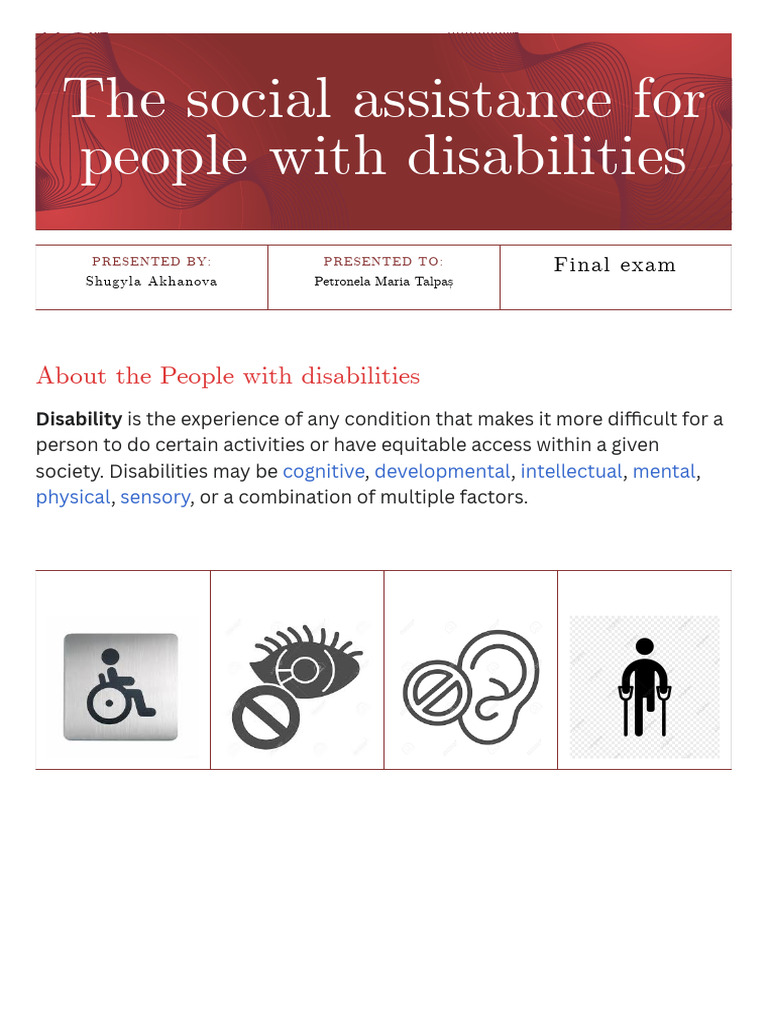 The Social Assistance For People With Disabilities | PDF | Disability | Social Work