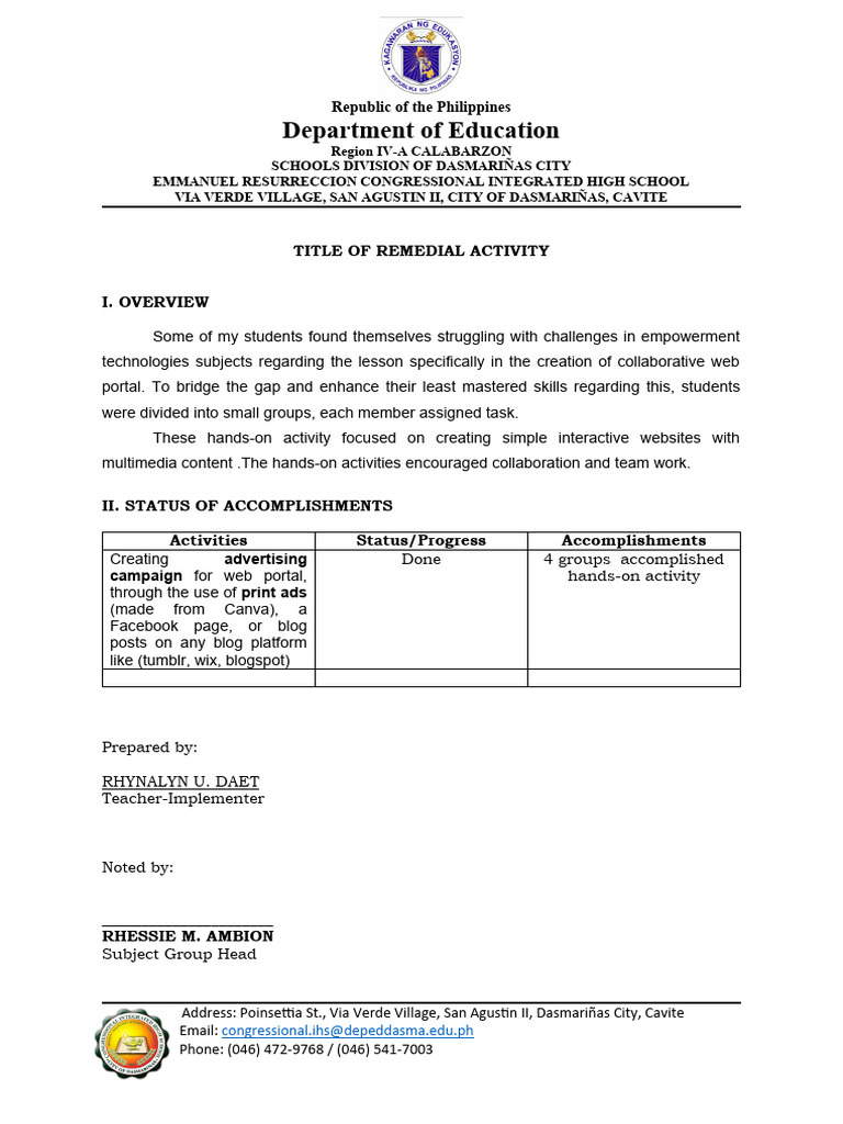 List of Identified Least Mastered Competencies With Accomplishment ...