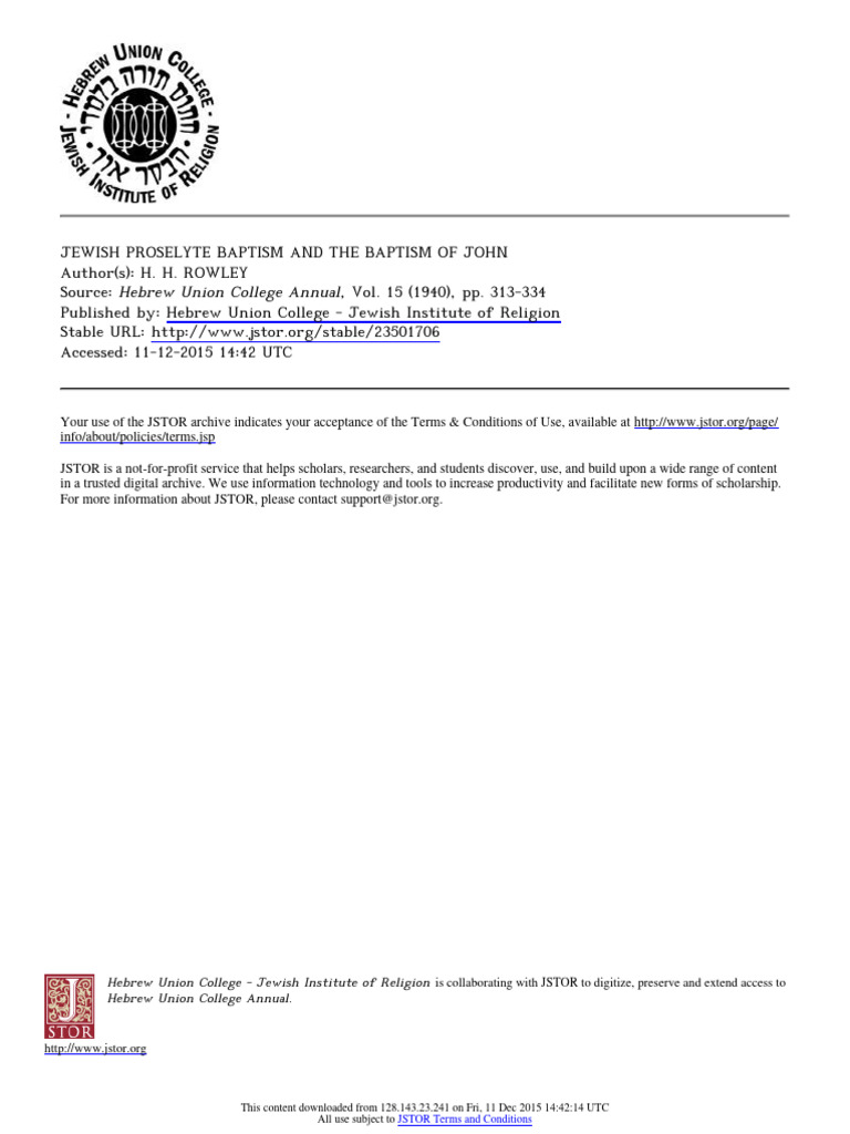 Jewish Proselyte Baptism vs. John's | PDF | Baptism | Talmud