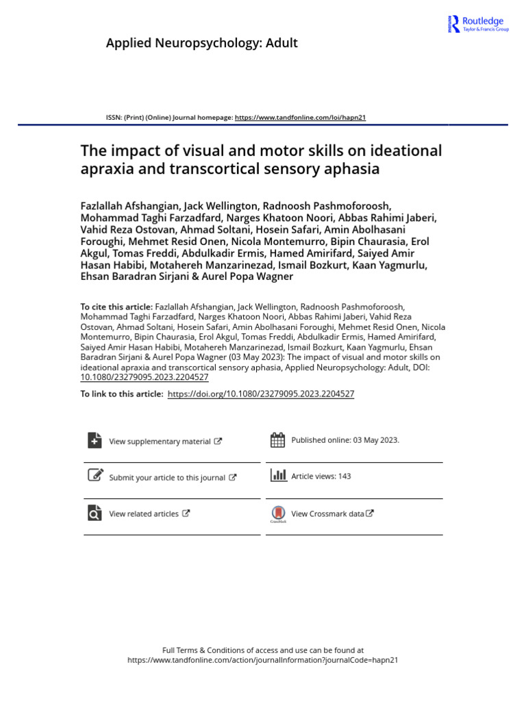 The Impact of Visual and Motor Skills On Ideational Apraxia and ... The Impact of Visual and Motor Skills On Ideational Apraxia and ...