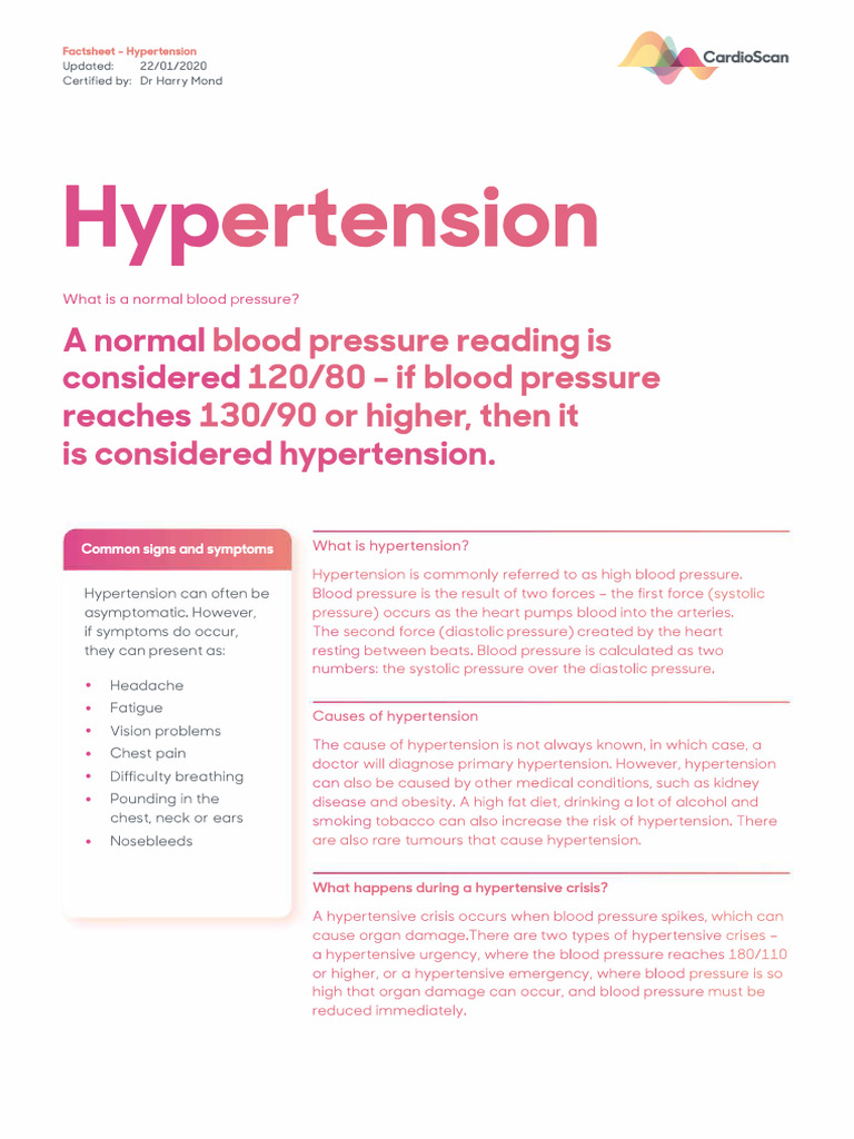Hypertension Fact Sheet - FA | PDF | Hypertension | Stroke