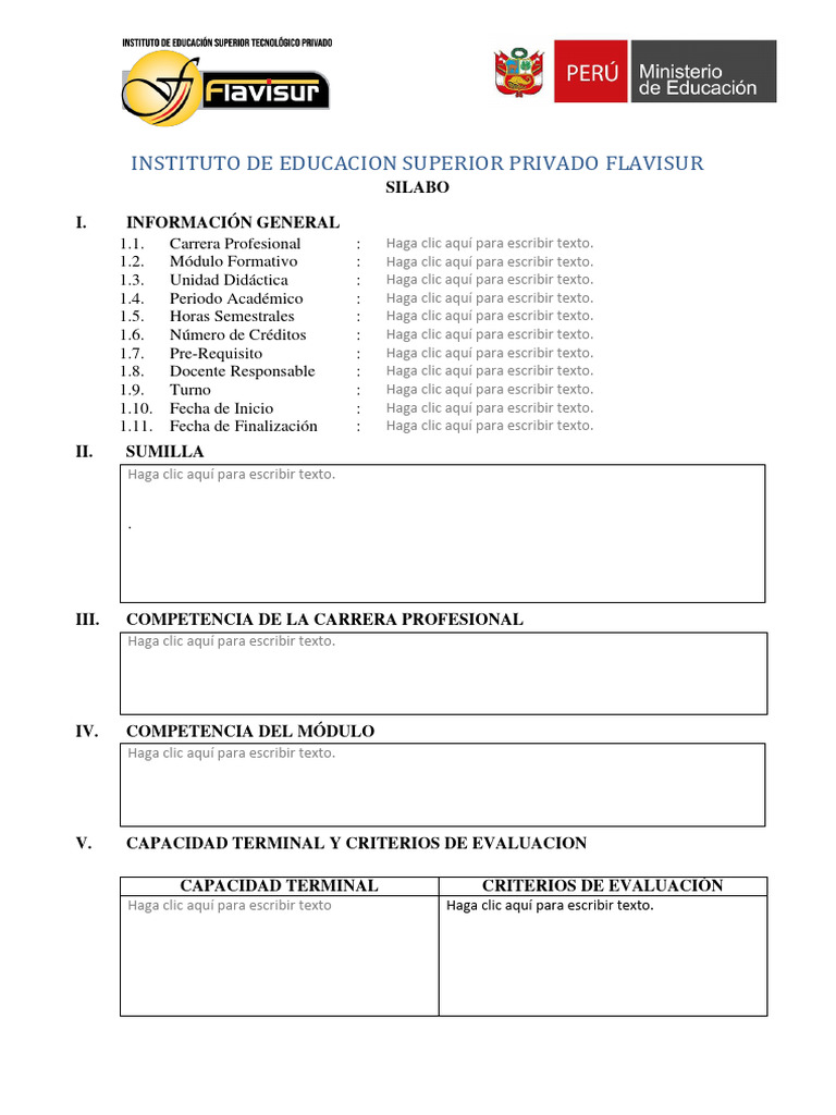 Silabo de Modelo | PDF | Evaluación | Aprendizaje