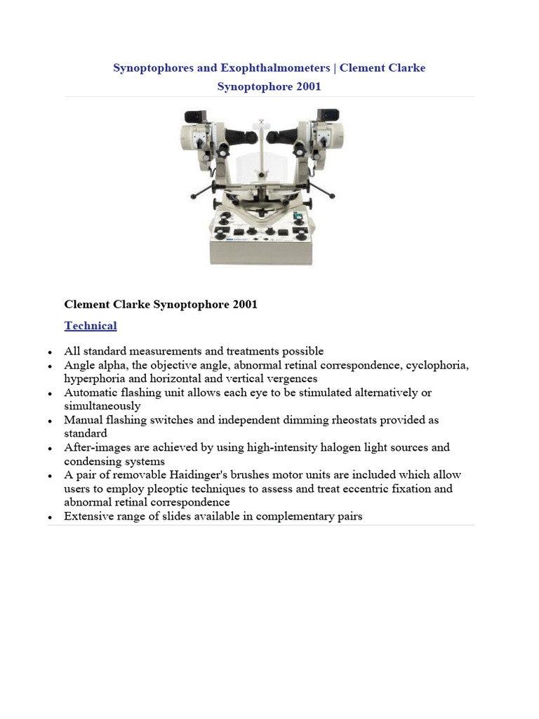 Synoptophore Clement Clarke | PDF | Science & Mathematics