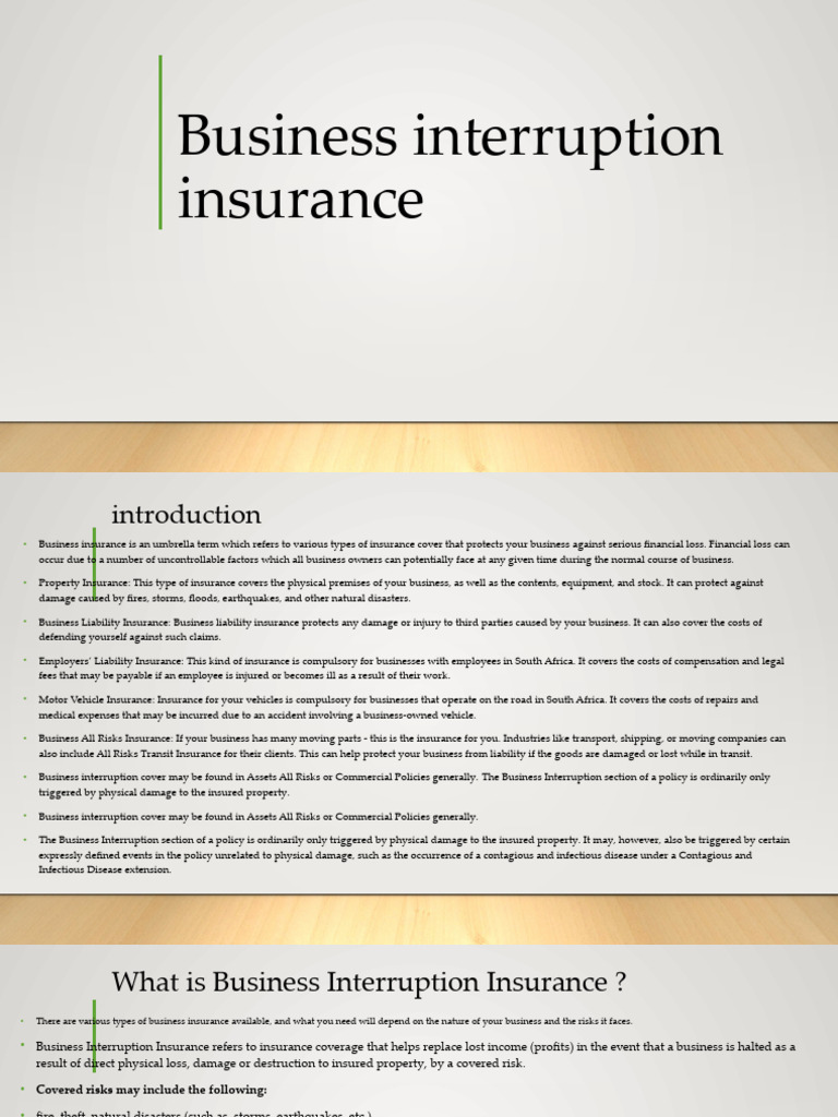 Understanding Business Interruption Insurance | PDF | Insurance ...
