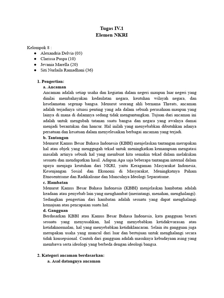 Kelompok 8 - Revisi Tugas IV.1 ELemen NKRI | PDF