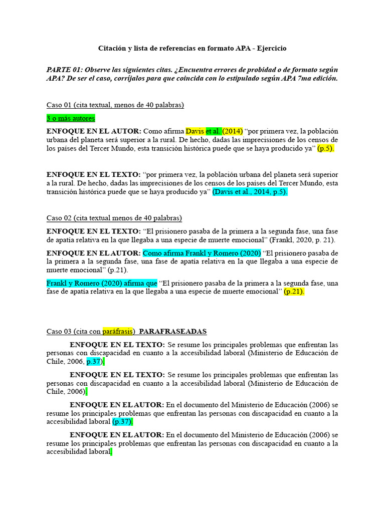 Semana 4-Ejercicio de Citación y Lista de Referencias en Formato APA | PDF | Palabra | Lingüística