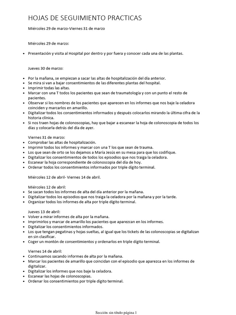 HOJAS DE SEGUIMIENTO PRACTICAS (Como PDF | PDF