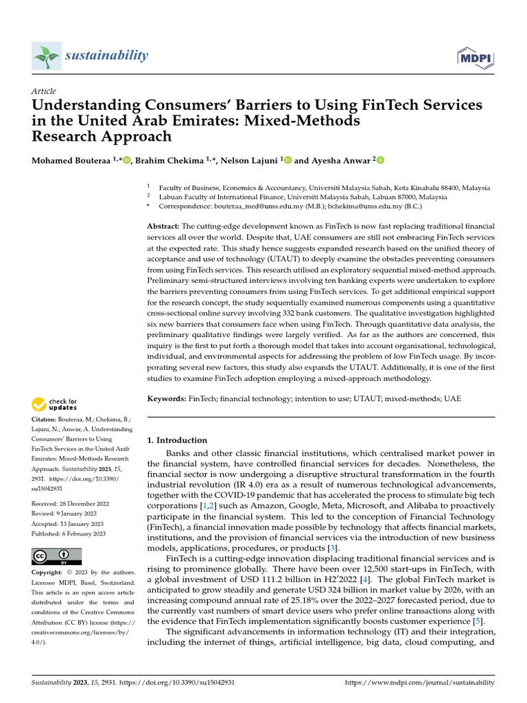Understanding Consumers Barriers To Using FinTech | PDF | Qualitative ...