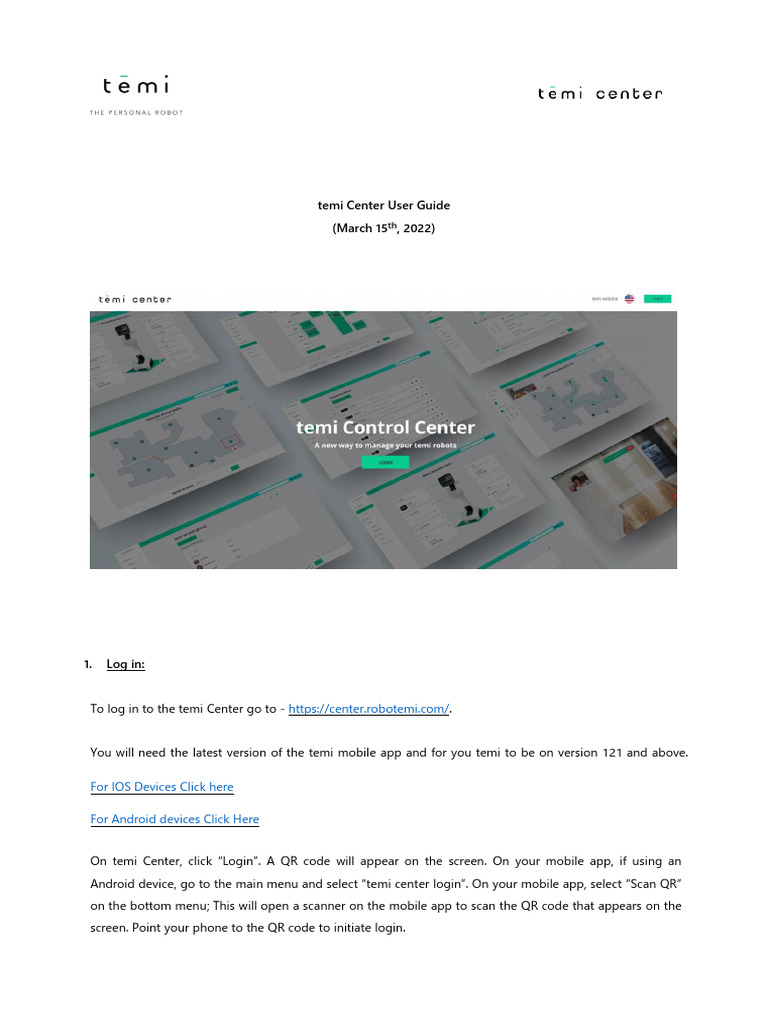 Temi Center Users Guide | Download Free PDF | Qr Code | Android (Operating System)