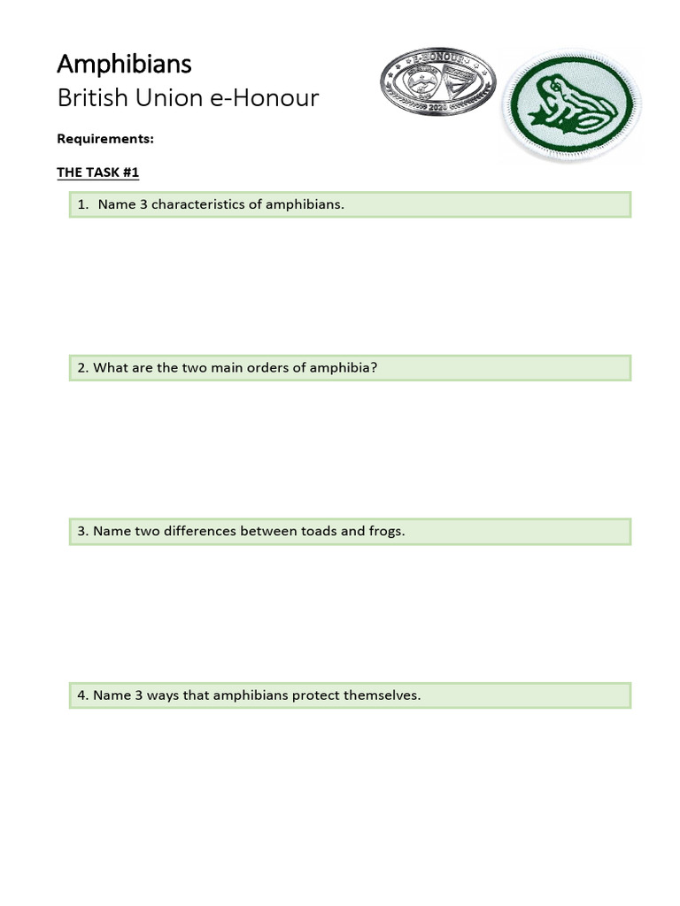 Amphibians Worksheet | PDF