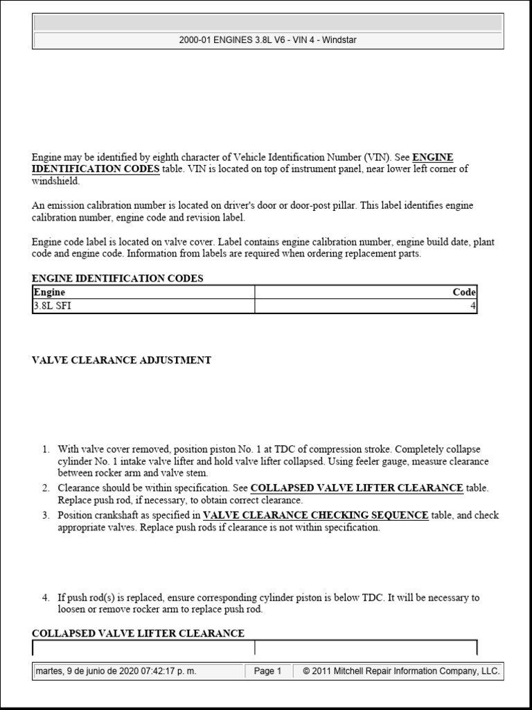 2000-2001 Ford Windstar Engine Guide | PDF | Throttle | Engines