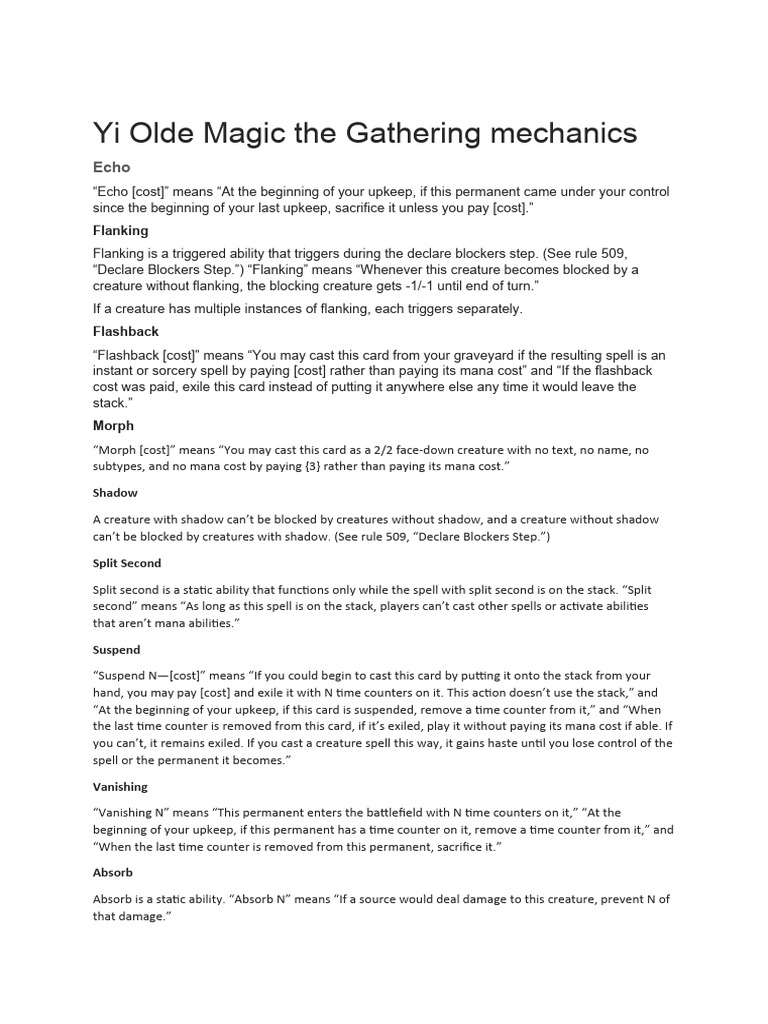 Old Magic Mechanics Explained | PDF | Gaming Devices | Ephemera