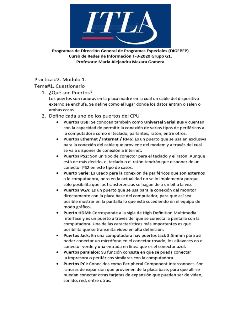 Practica #1.1 Modulo 1 | PDF | USB | Hdmi