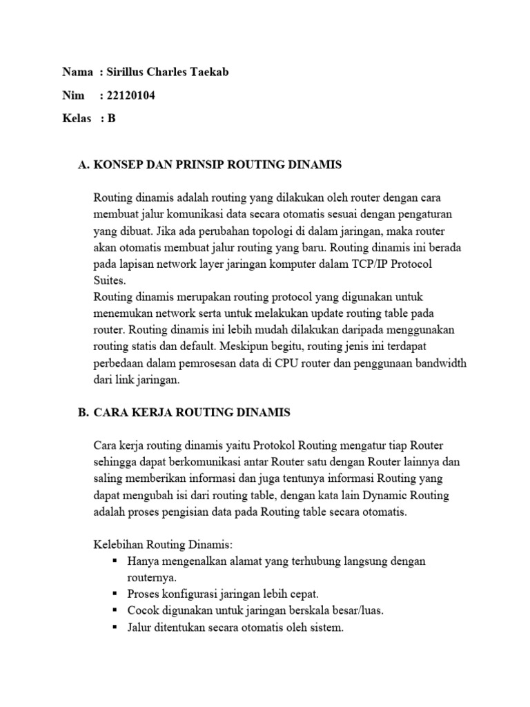 Konsep dan Macam Routing Dinamis | PDF | Komputer | Bisnis