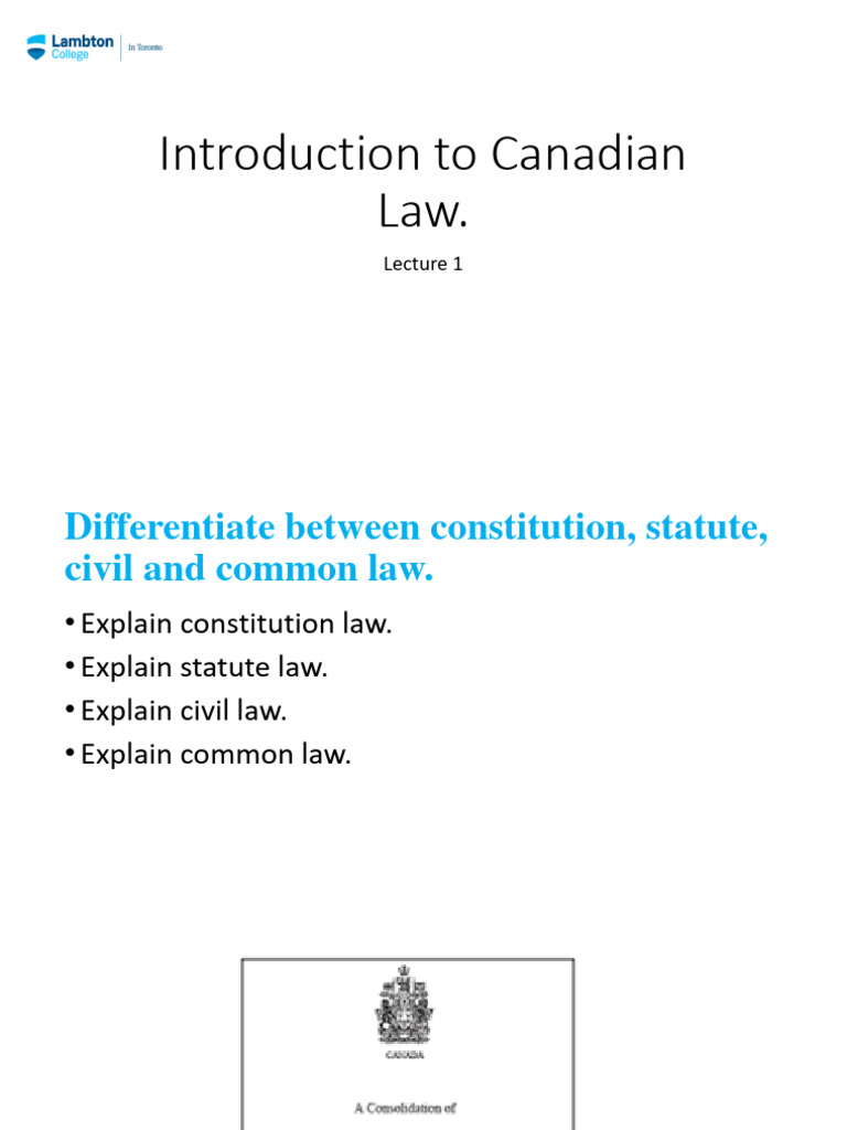 2033 - 01 - Introduction To Canadian Law | PDF | Bill (Law) | Court ...