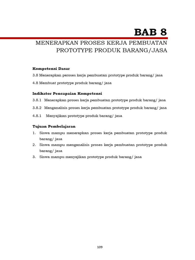 Bab 8 Menerapkan Proses Kerja Pembuatan Prototype Produk Barang Jasa | PDF
