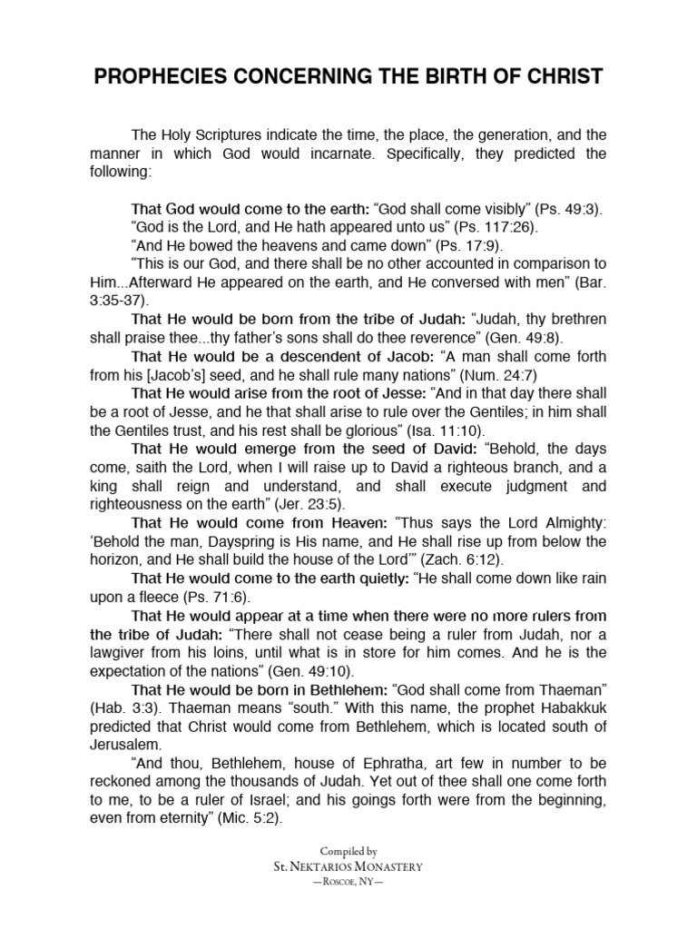 Prophecies of Christ's Birth Explained | PDF | Jacob | Jesus In Islam
