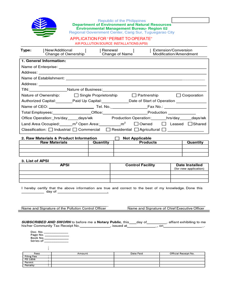 Air Pollution Source Permit Application | PDF | Air Pollution | Natural ...